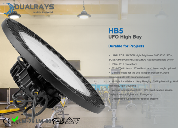 Dualrays 200W HB5 LED Round High Bay Rod Mounting With 60° 90° 120 ...